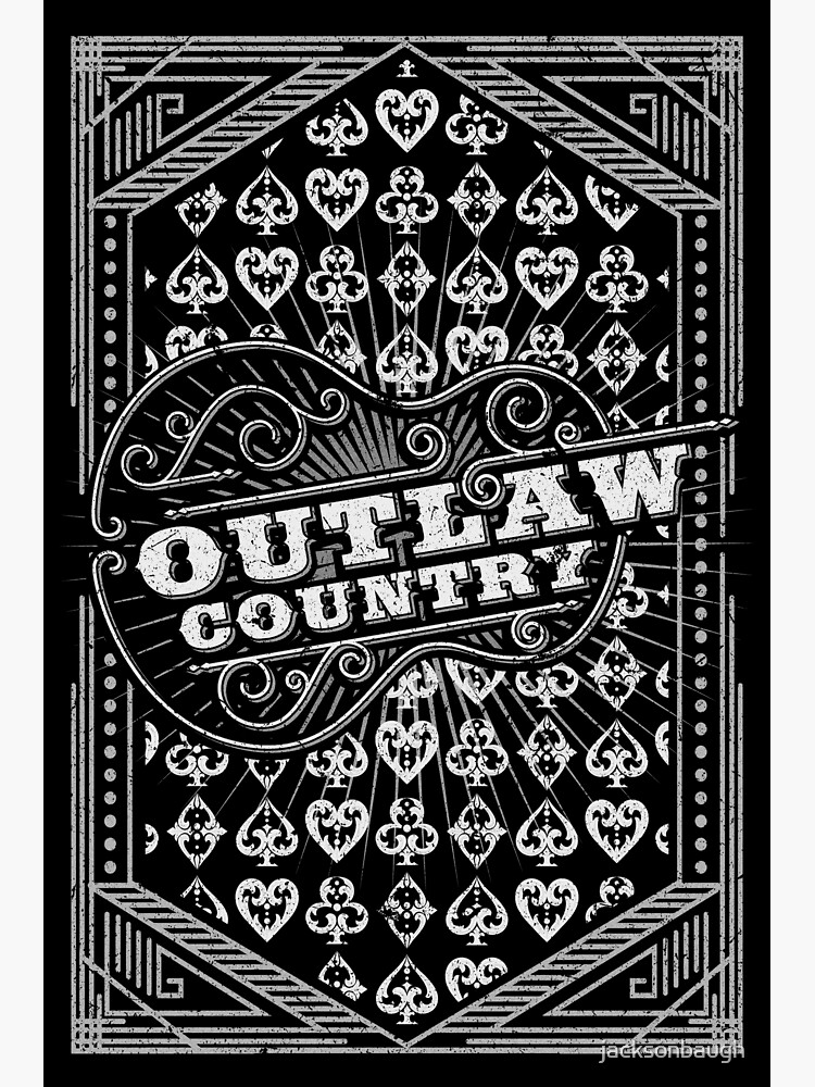 "Outlaw Country - white ink" Sticker for Sale by jacksonbaugh | Redbubble