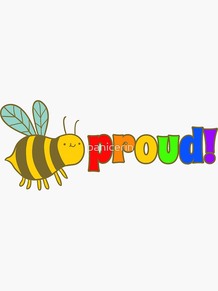 "Cute Bee Proud Rainbow Sticker" Sticker for Sale by panicerin | Redbubble