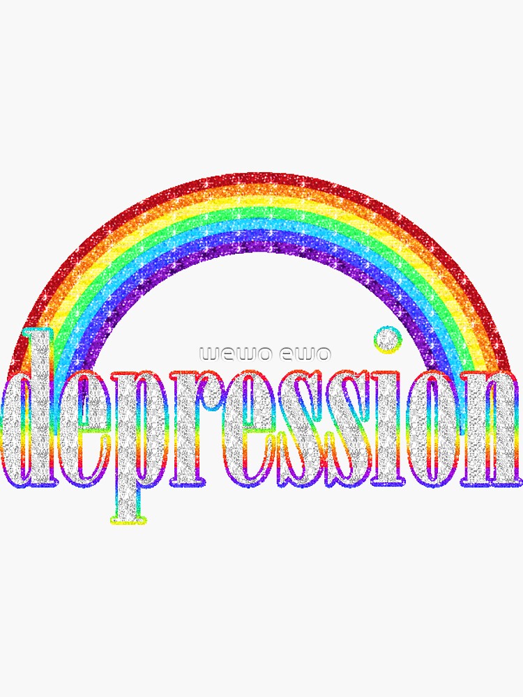 "depression sparkle rainbow sticker" Sticker by Bellopopello | Redbubble