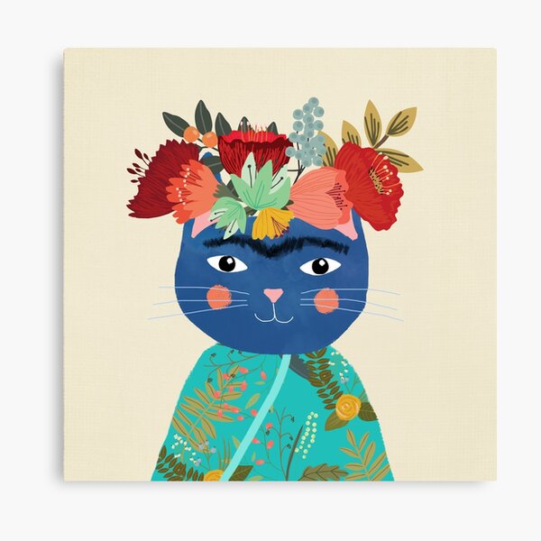 "Frida cat with flower crown by Mia Charro" Canvas Print by MiaCharro ...