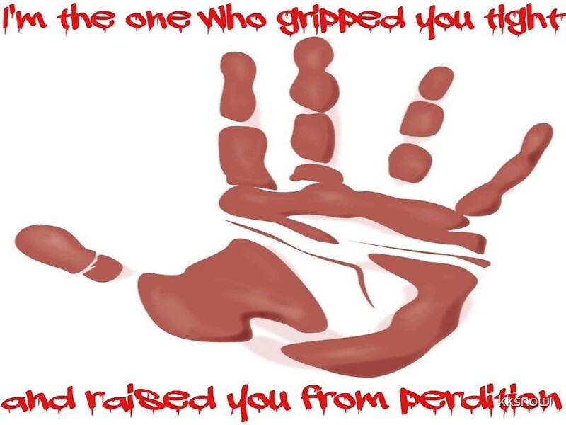"Castiel handprint - 'perdition' quote" by kksnow | Redbubble