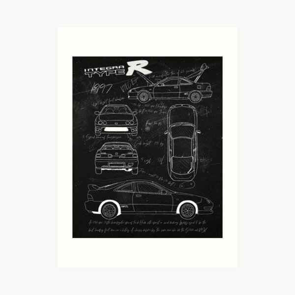 "Integra Type R Artistic Styled BluePrint/Sketch " Art Print for Sale ...