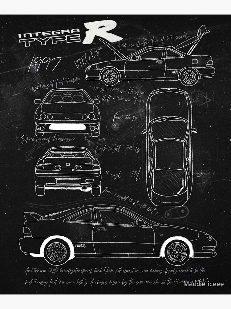 "Integra Type R Artistic Styled BluePrint/Sketch " Art Print for Sale ...