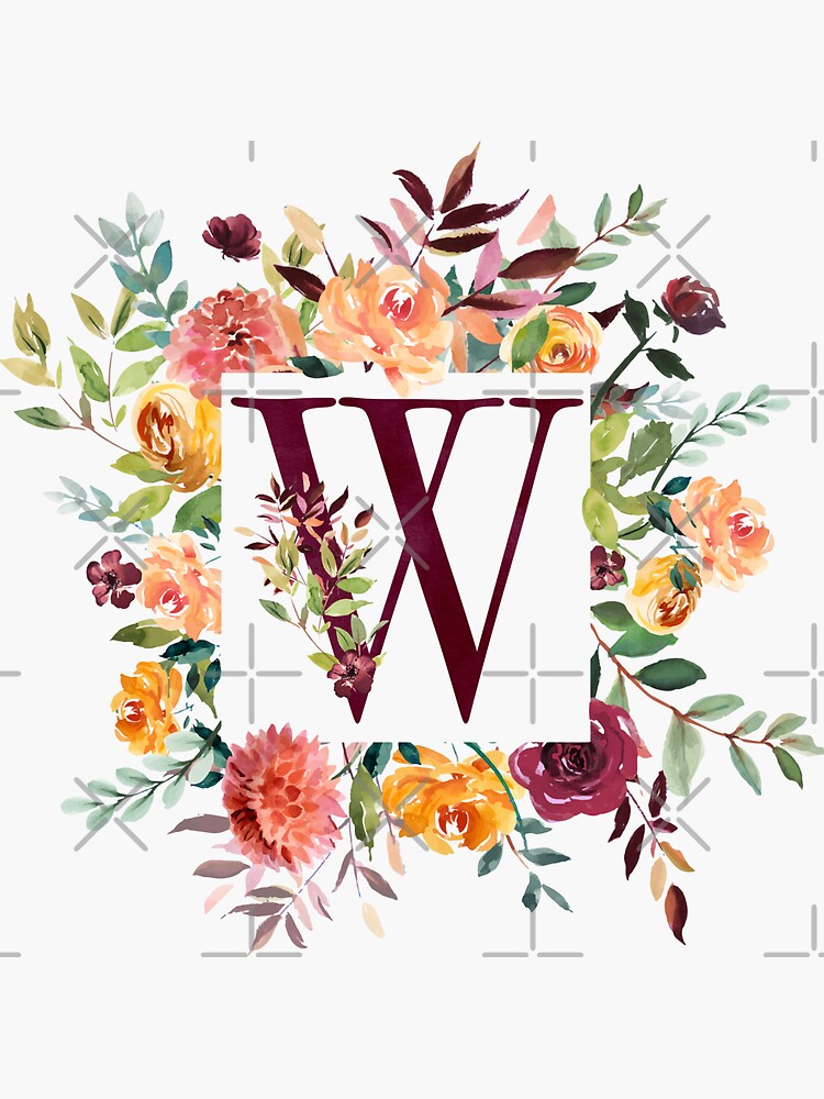 "Floral Monogram - W" Sticker for Sale by Amanda-Lakey | Redbubble