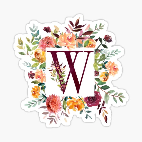 "Floral Monogram - W" Sticker for Sale by Amanda-Lakey | Redbubble