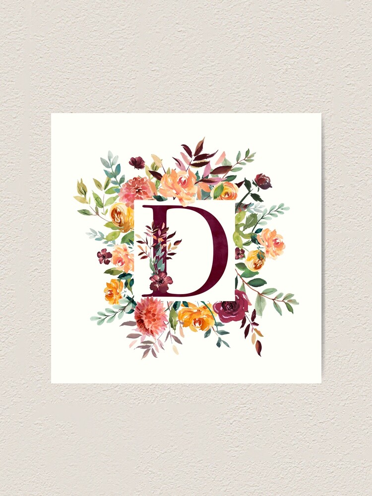 "Floral Monogram - D" Art Print for Sale by Amanda-Lakey | Redbubble