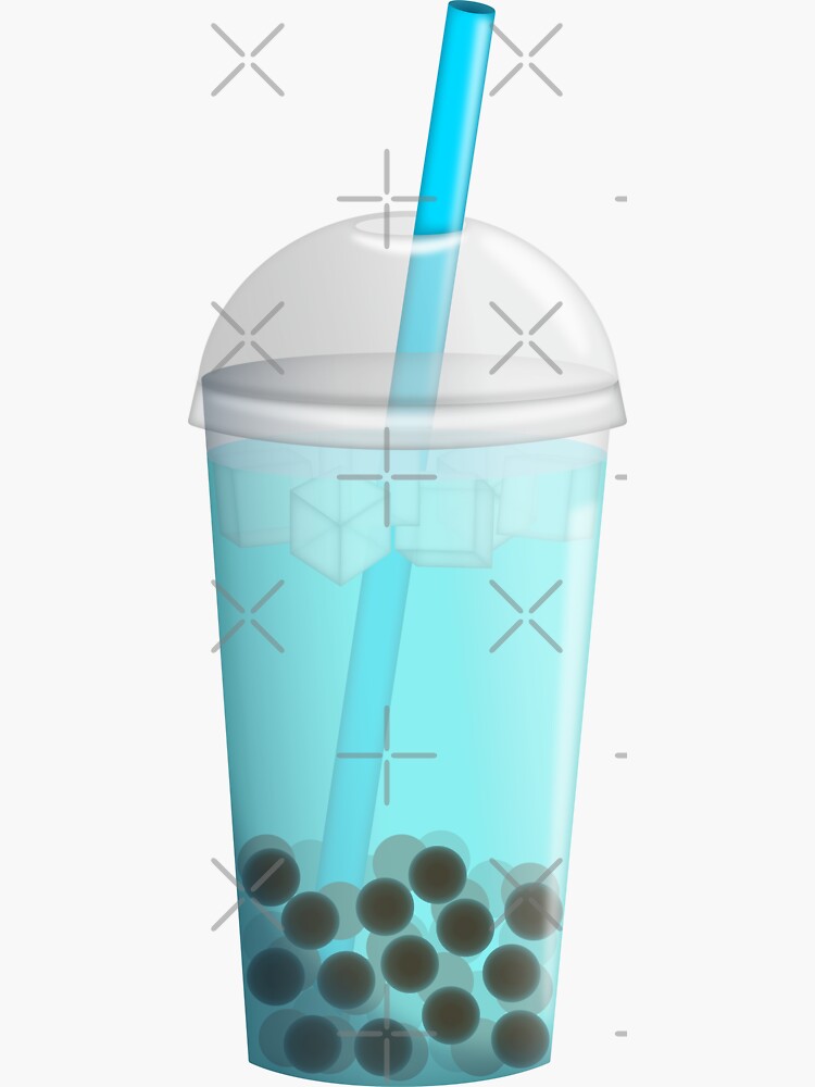 "Boba Blue Iced Bubble Tea Drink" Sticker by Neon-Wolf | Redbubble