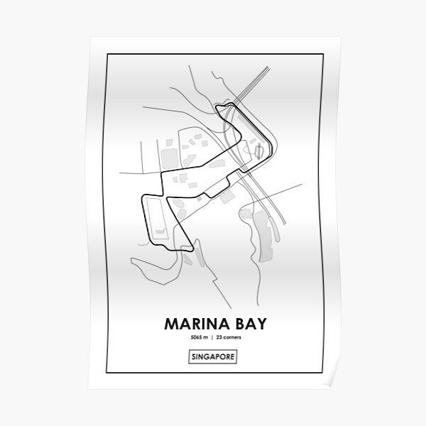 "Marina Bay - Singapore Track Map" Poster by andreanastasio | Redbubble