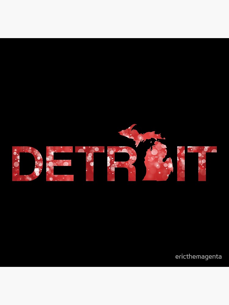 "Detroit Native Red White Christmas Lights Snow Theme" Poster by ...