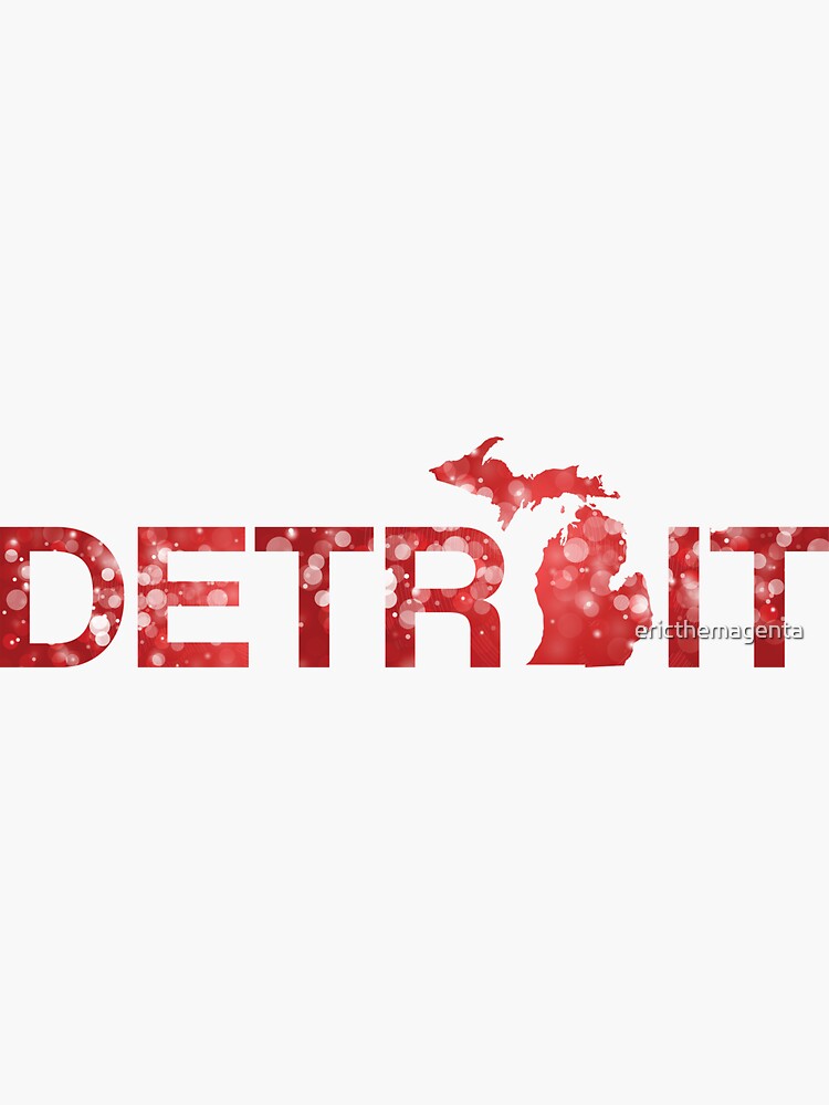 "Detroit Native Red White Christmas Lights Snow Theme" Sticker by ...