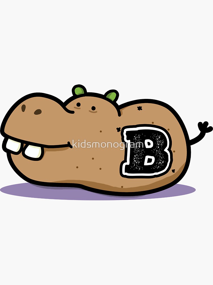 "Alphabet Letter B Hip-potato-mus" Sticker for Sale by kidsmonogram ...