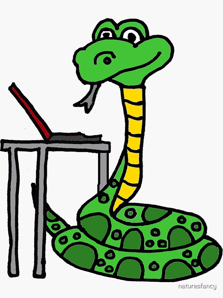 "Funny Python programmer Snake Cartoon" Sticker for Sale by ...