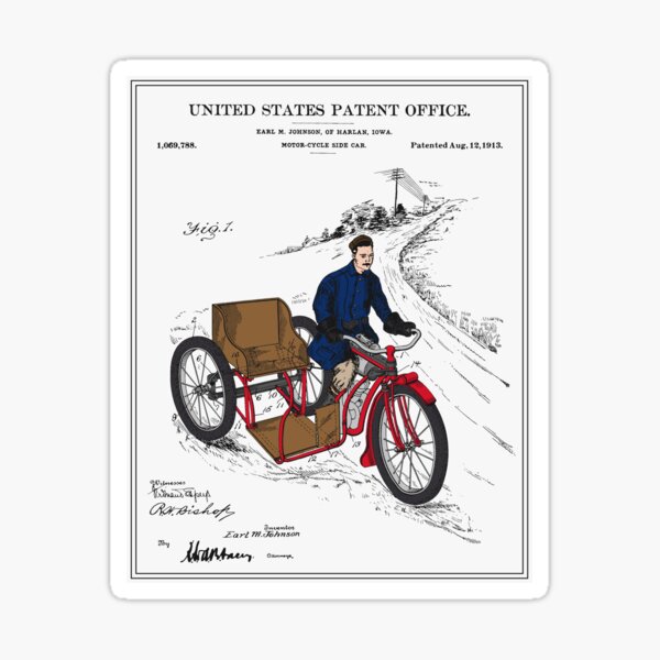 "Motorcycle Sidecar Patent" Sticker for Sale by FinlayMcNevin | Redbubble