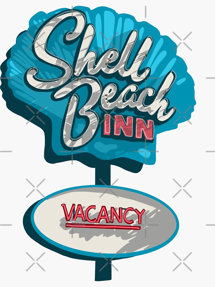 "Shell Beach Inn Vintage Sign" Sticker for Sale by jenbucheli | Redbubble