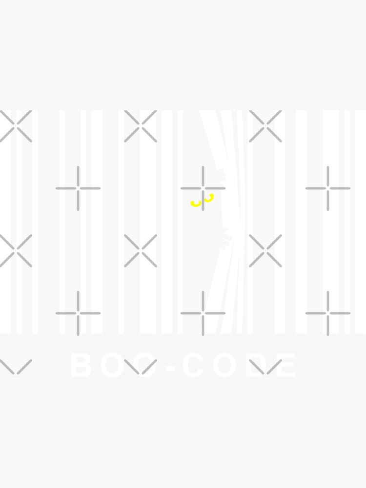 "Boo Code Funny Halloween Barcode Scary Eyes Monster" Sticker by Teeleo ...