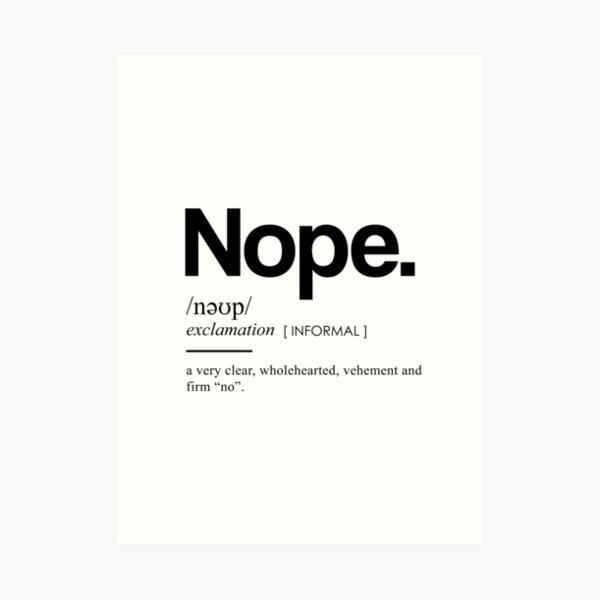 "Nope Funny Definition II - Funny Dictionary Meaning - Minimal, Modern ...