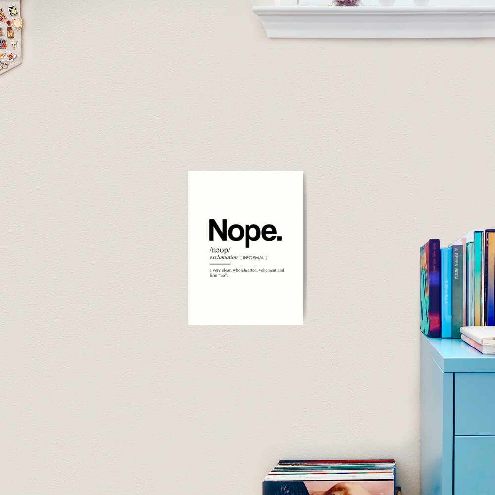 "Nope Funny Definition II - Funny Dictionary Meaning - Minimal, Modern ...