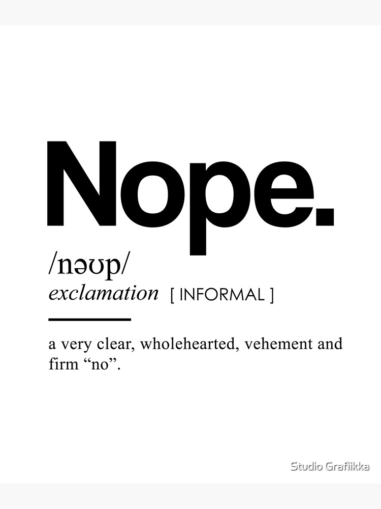 "Nope Funny Definition II - Funny Dictionary Meaning - Minimal, Modern ...