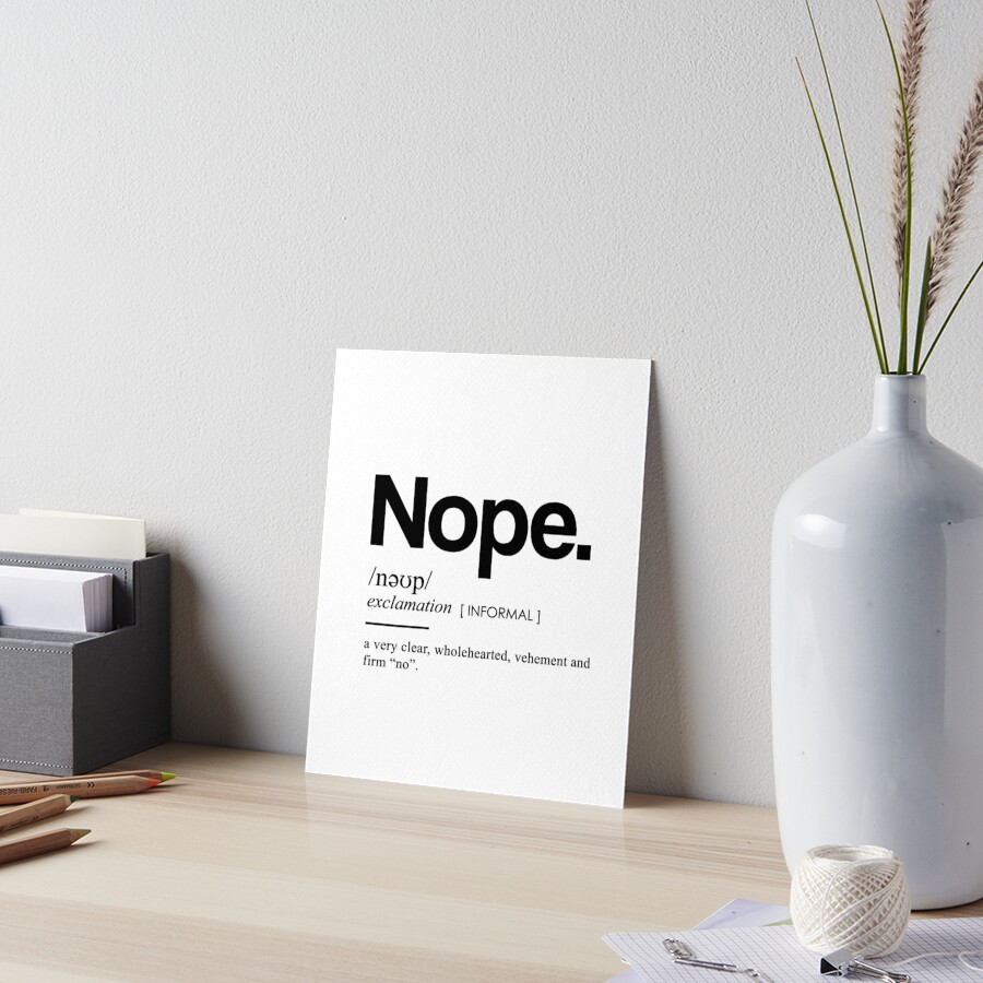 "Nope Funny Definition II - Funny Dictionary Meaning - Minimal, Modern ...