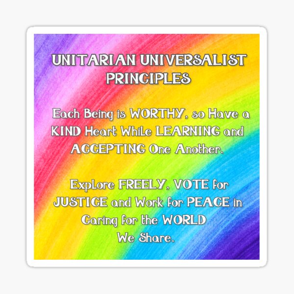 "UU Principles Memorable Two Sentences" Sticker for Sale by gwinna ...