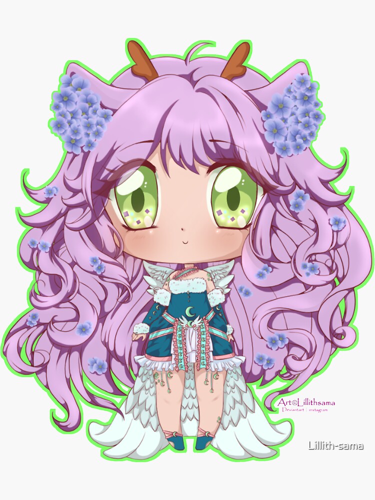 "Adorable Peryton Kemonomimi Chibi Design" Sticker for Sale by Lillith ...