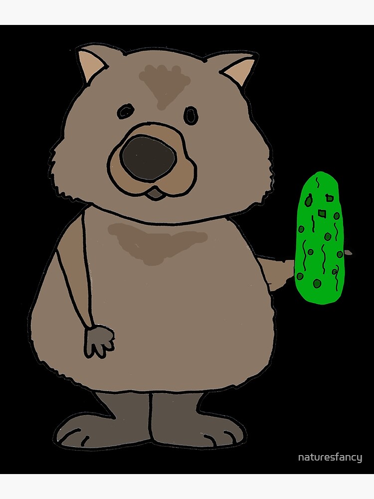 "Funny Wombat eating Dill Pickle Cartoon" Poster by naturesfancy ...