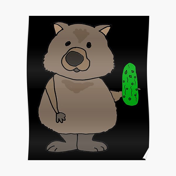 "Funny Wombat eating Dill Pickle Cartoon" Poster by naturesfancy ...