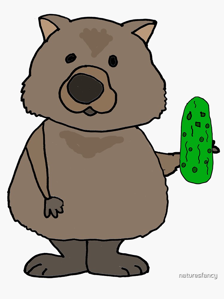 "Funny Wombat eating Dill Pickle Cartoon" Sticker by naturesfancy ...