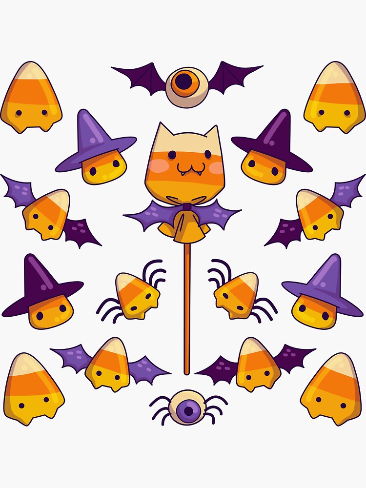 "Spooky Halloween Candy Corns and Friends - orange" Sticker for Sale by ...