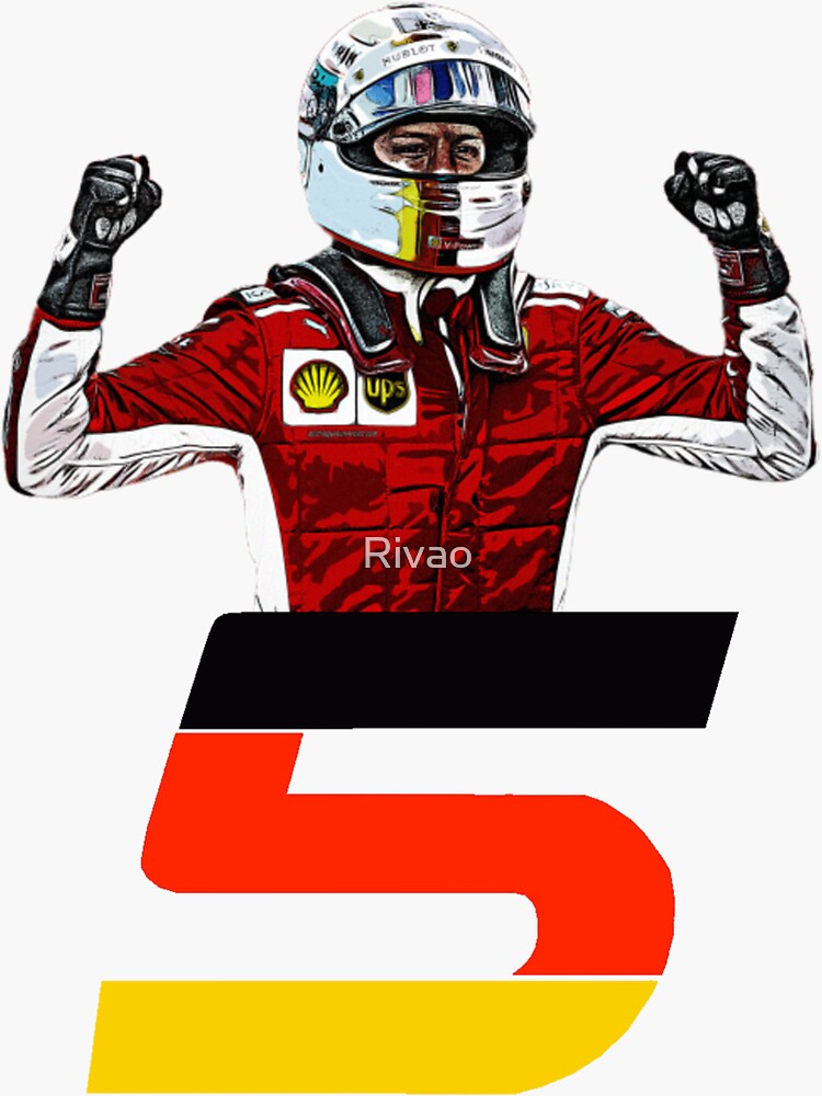 "Sebastian Vettel Number 5" Sticker for Sale by Rivao | Redbubble
