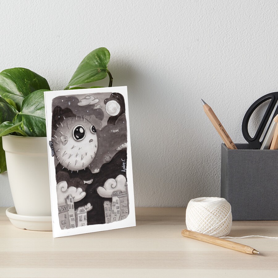 "flying puffer fish" Art Board Print for Sale by agapi-g3 | Redbubble