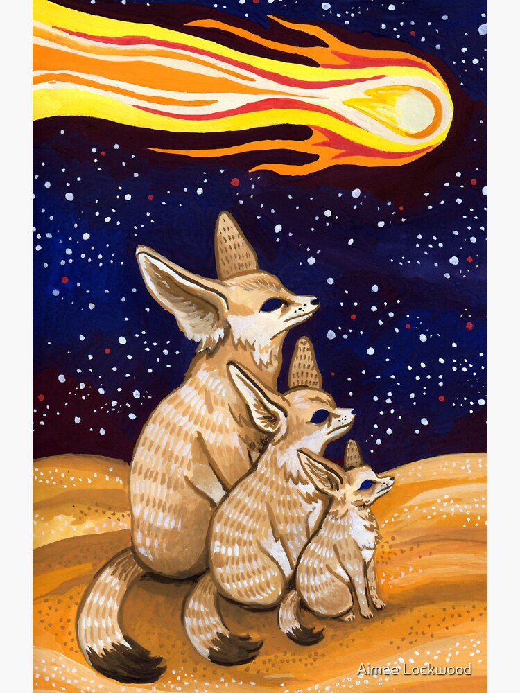 "The Prophecy - Surreal Fennec Fox and Comet Illustration" Sticker by ...