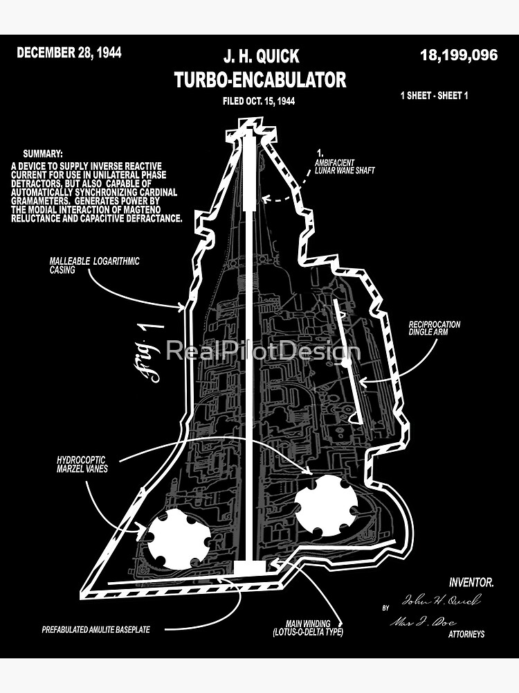 Turbo Encabulator Patent Funny Engineering Joke Design Premium Matte ...