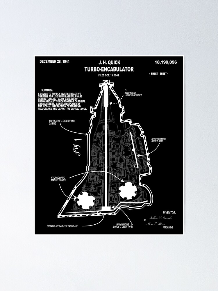 "Turbo Encabulator Patent Funny Engineering Joke Design" Poster for ...