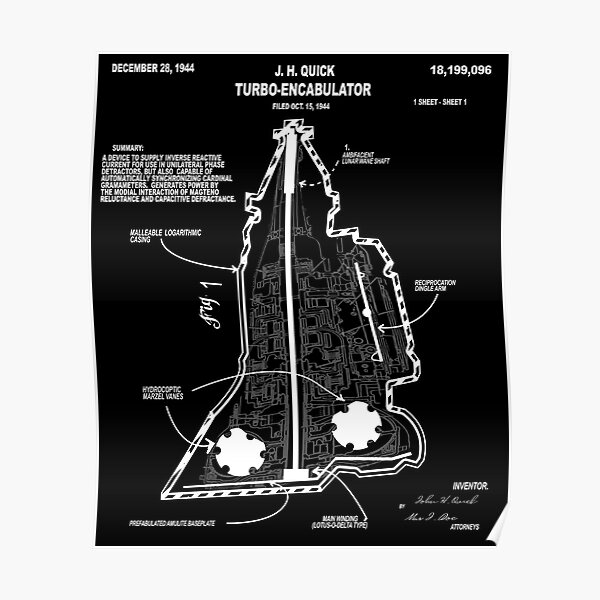 "Turbo Encabulator Patent Funny Engineering Joke Design" Poster for ...