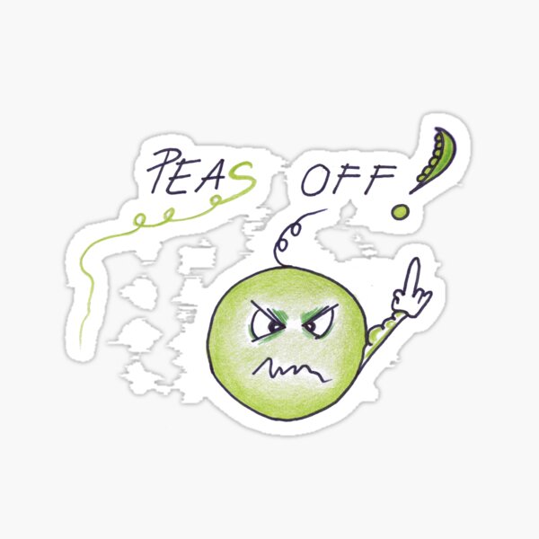 "Peas Off Angry Vegetables Art" Sticker by HighArtDesigns | Redbubble
