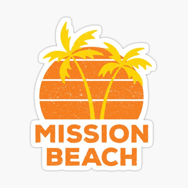 "Mission Beach Retro" Sticker for Sale by teesaurus | Redbubble