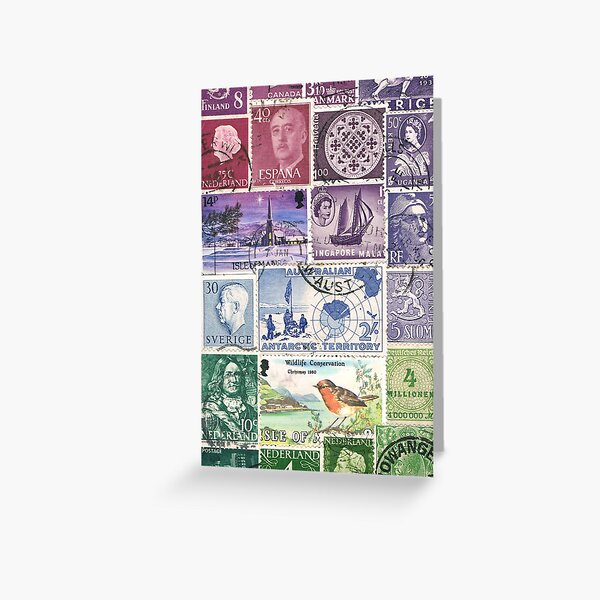 "Winter Robin Postage Stamp Landscape" Greeting Card for Sale by ...