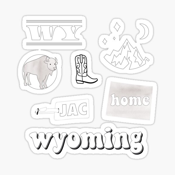 "White Watercolor Wyoming US State Sticker Pack" Sticker by The-Goods ...