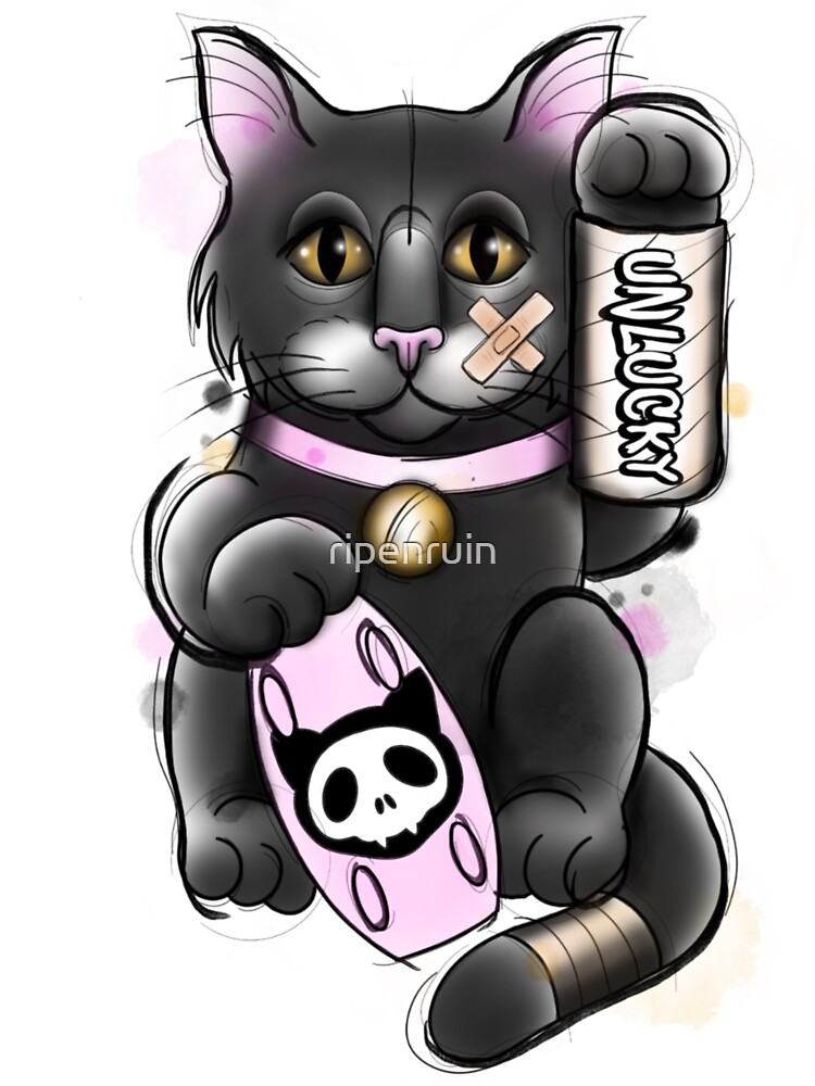 "Unlucky cat" Sticker for Sale by ripenruin | Redbubble