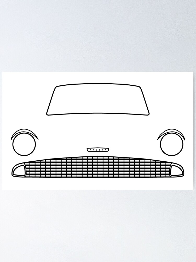 "Ford Anglia classic car outline graphic (black)" Poster for Sale by ...