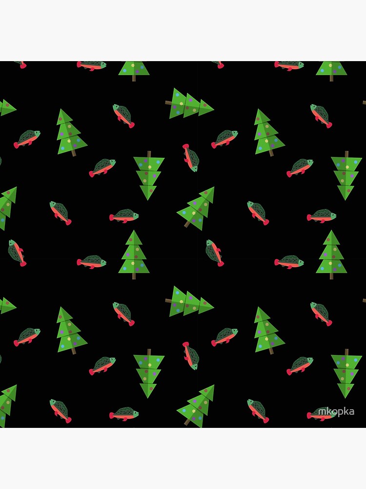 "Merry Fishmas seamless repeating pattern with a sockeye salmon ...