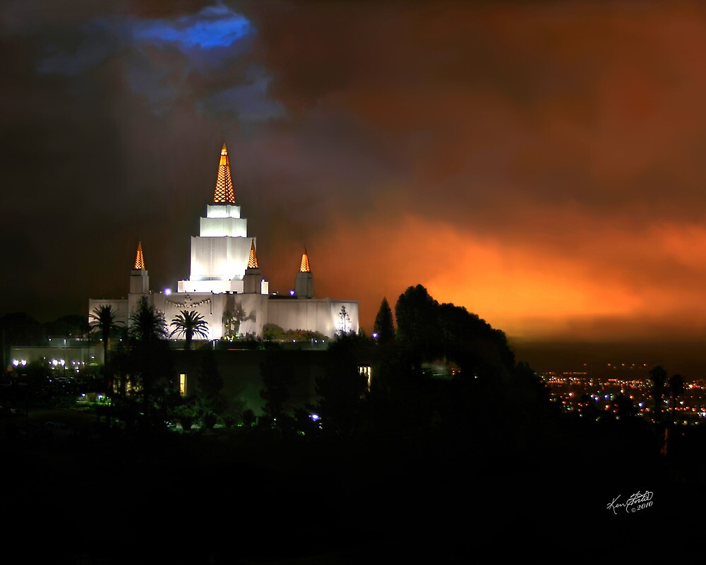 "Oakland Temple at Sunset 20x24" by Ken Fortie | Redbubble