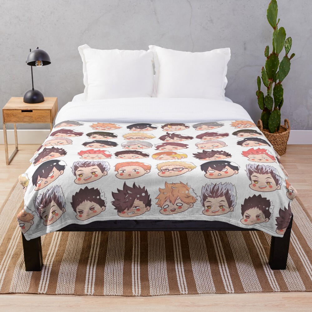 "Haikyuu chibi heads" Throw Blanket for Sale by ChocoletoArt | Redbubble