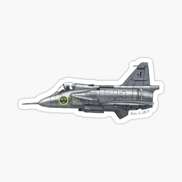 "The SAAB 37 Viggen prototype" Sticker for Sale by Doedkoett | Redbubble