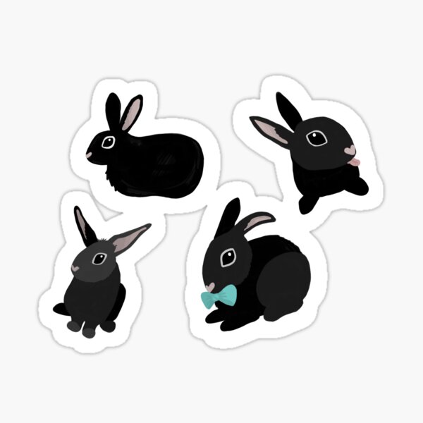 "Black Bunny Rabbit" Sticker for Sale by meshellg12 | Redbubble