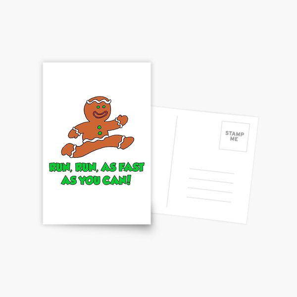 "Run Run Fast As You Can Gingerbread Man Cartoon" Postcard for Sale by ...