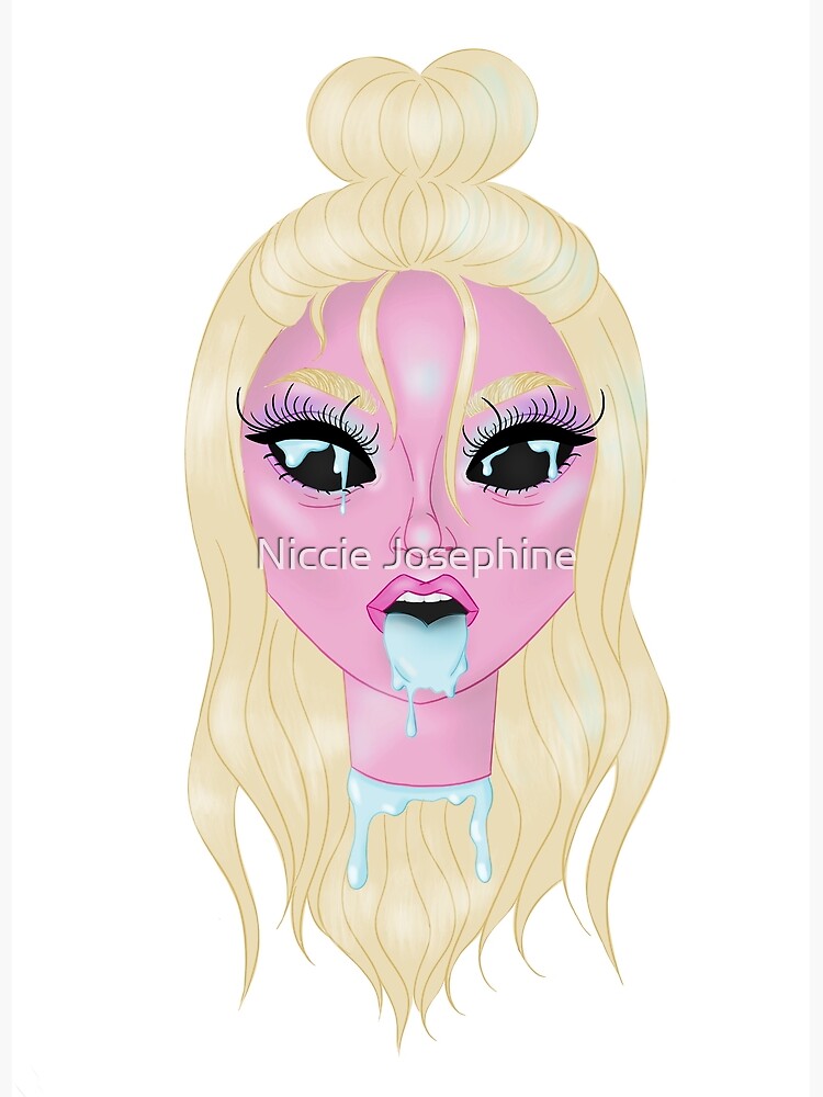 "Vibrant Trippy Baby Pink Alien Girl Portrait " Art Print for Sale by ...