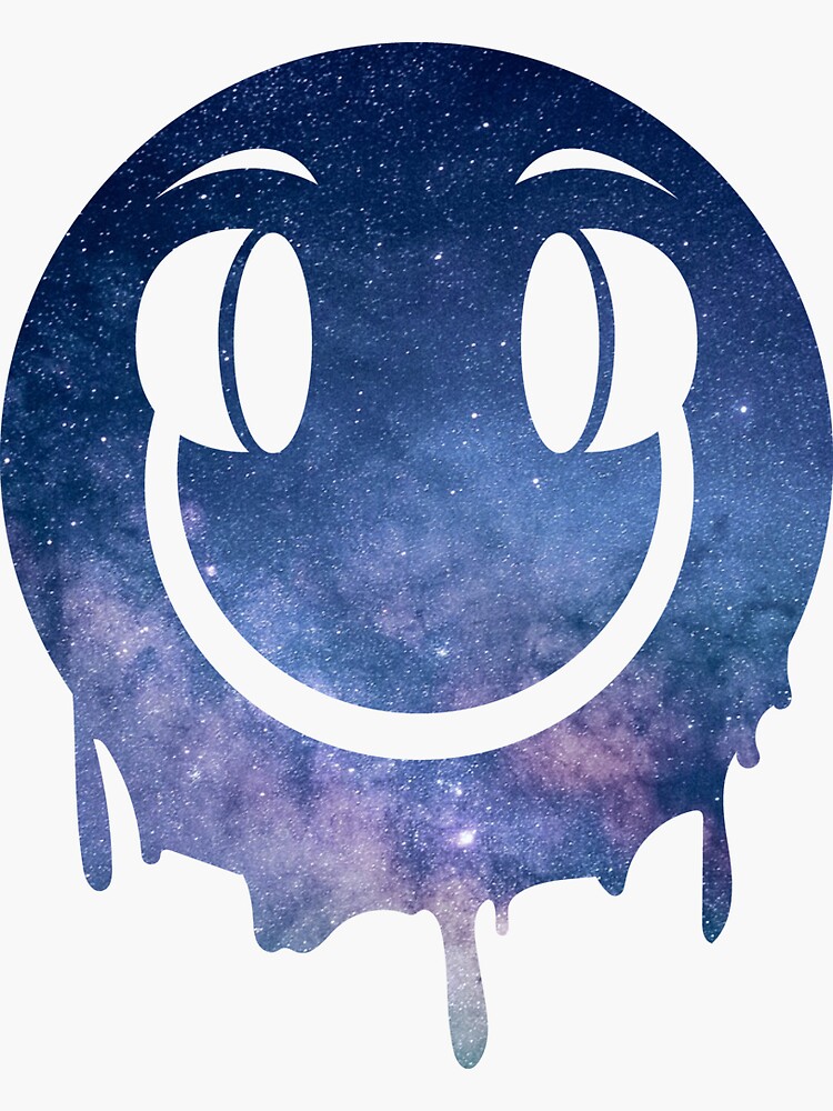 "Melting Smiley Face with Galactic Space Art" Sticker by ugbk-tshirts ...