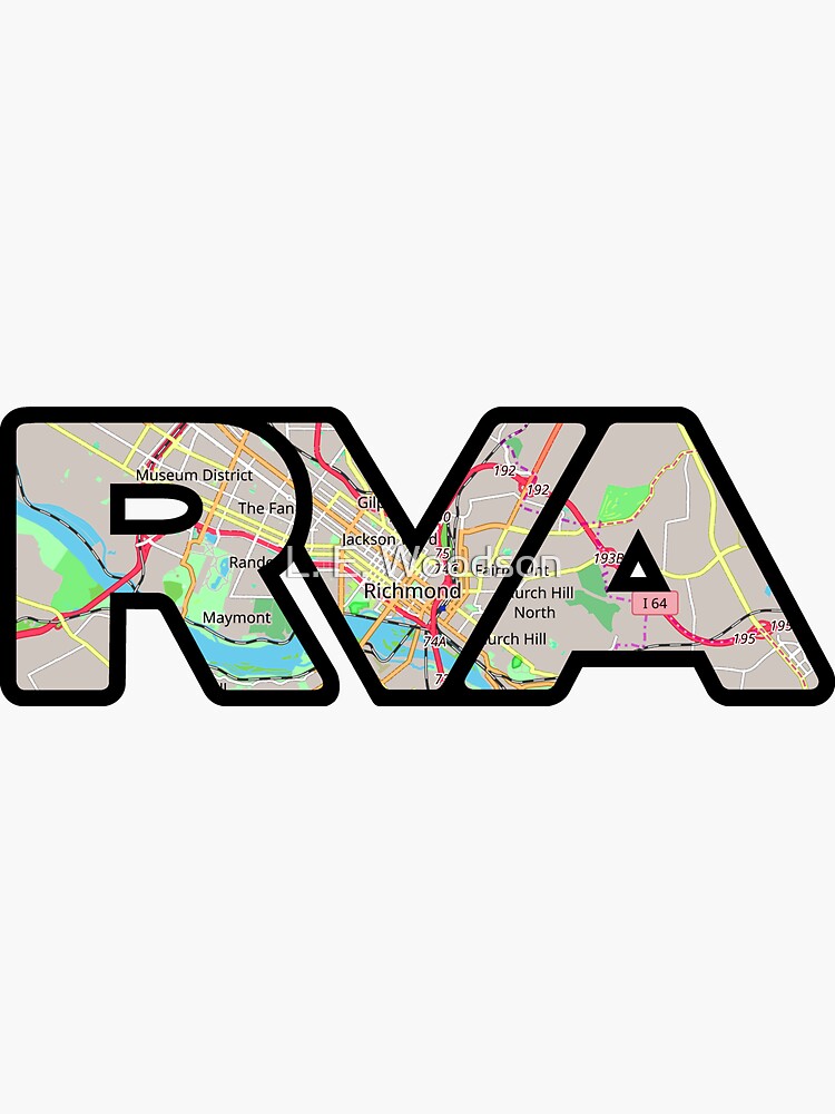"RVA Map Logo in Color" Sticker for Sale by L. E. Woodson | Redbubble
